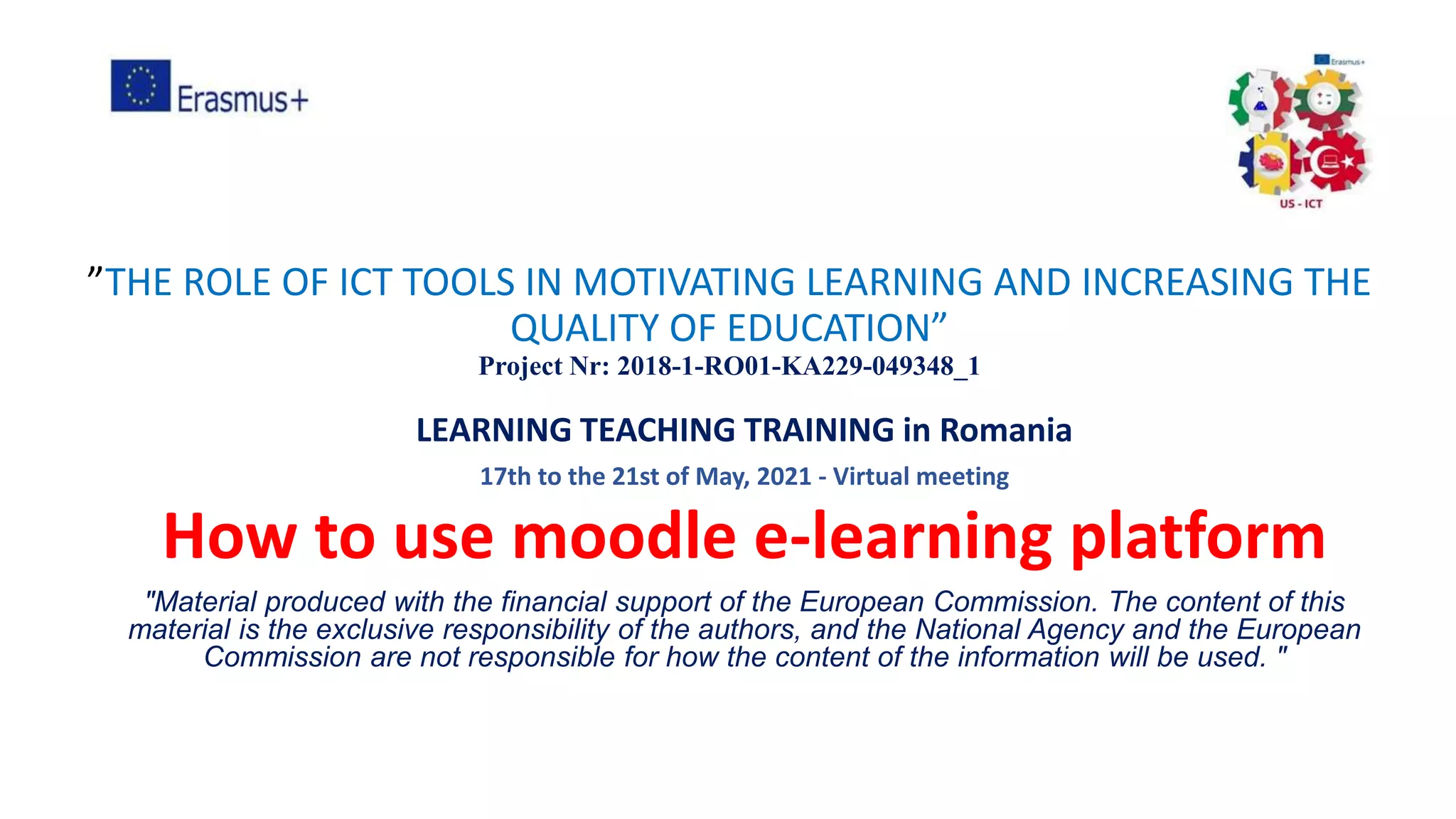 Using the moodle platform - US ICT Project | PPT