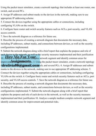 Using the packet tracer simulator, create a network topology that in.pdf | Computer Networking ...