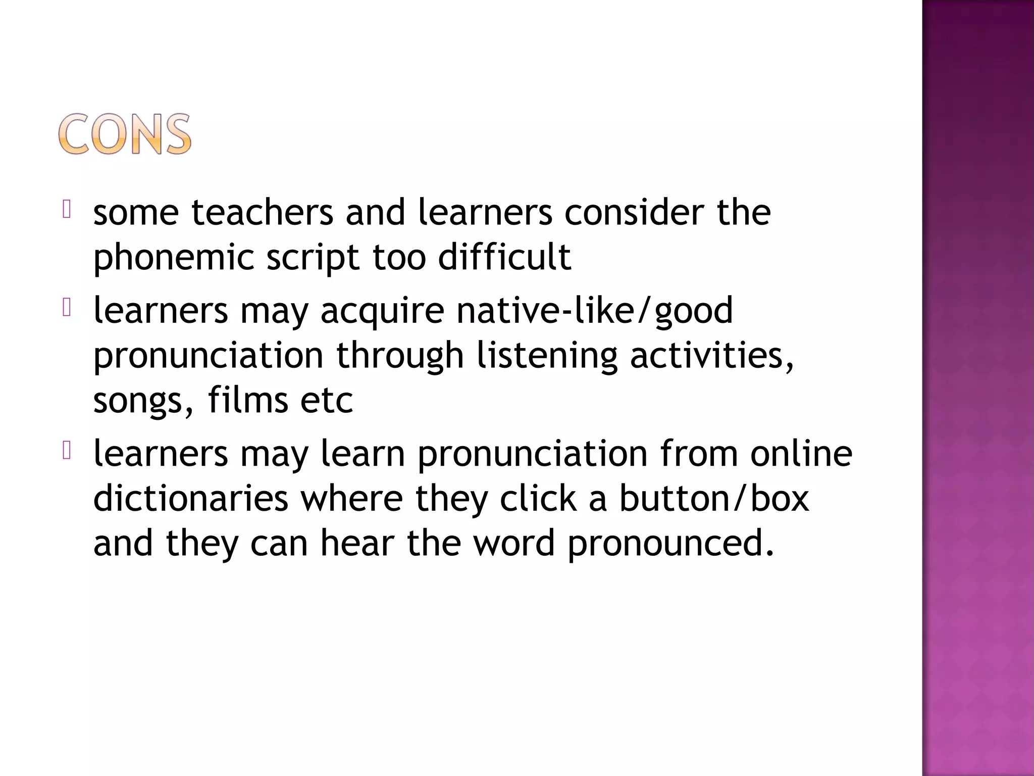 Using the phonemic script | PPT