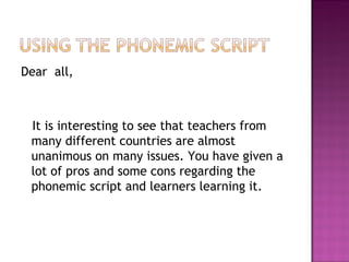 Using the phonemic script | PPT