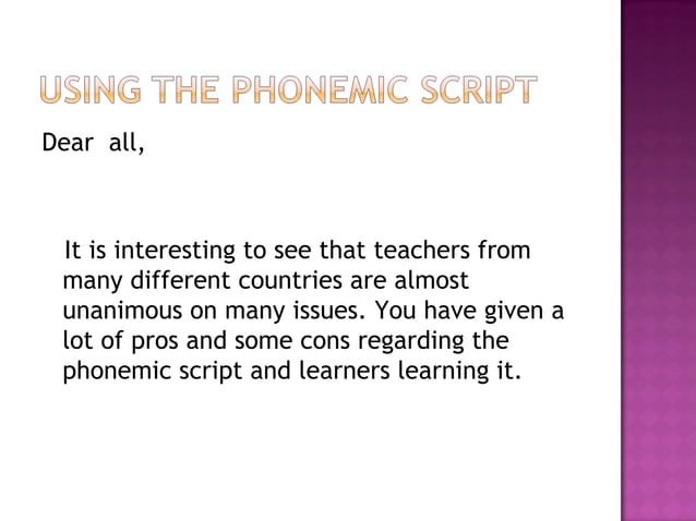 Using the phonemic script | PPT