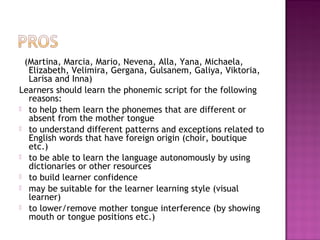 Using the phonemic script | PPT