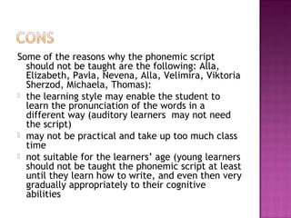 Using the phonemic script | PPT