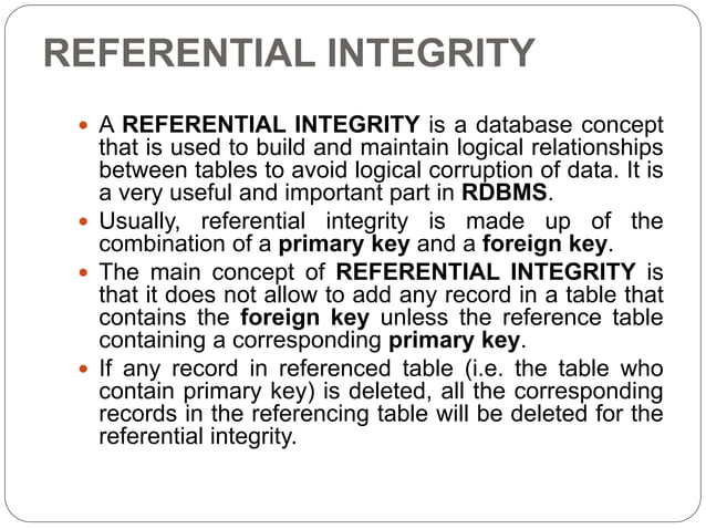 Using the referential integrity constraints exp-10 | PPTX | Databases | Computer Software and ...