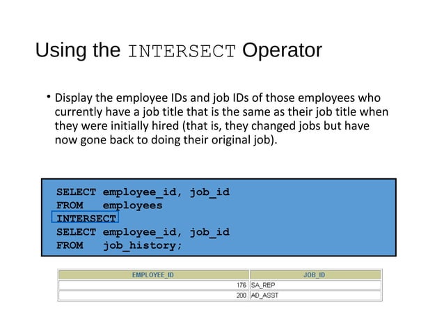 Using the set operators | PPT