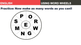 Using the Word Wheel to Learn basic English Vocabulary | PPTX