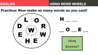 Using the Word Wheel to Learn basic English Vocabulary | PPTX