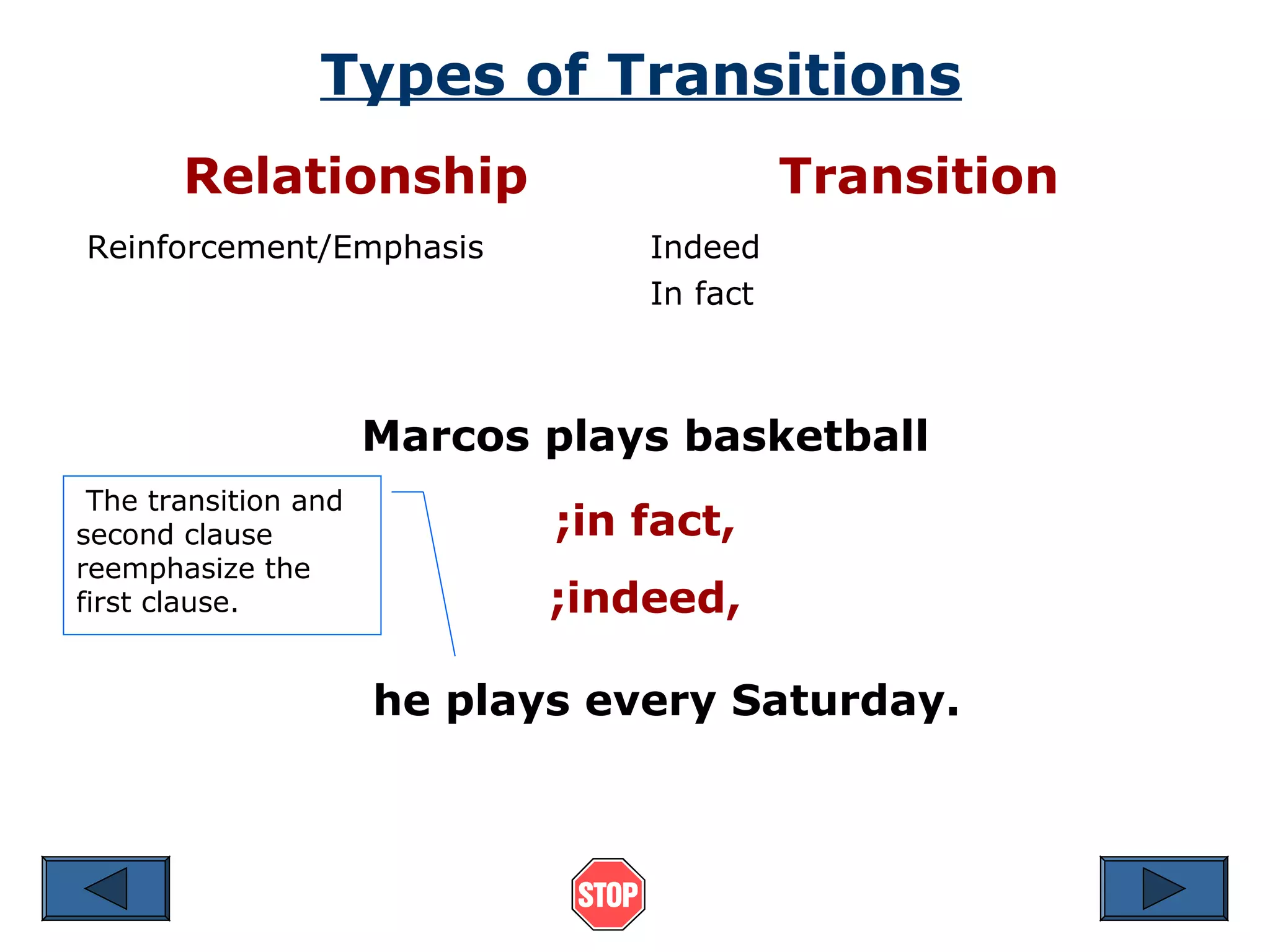 Using Transitional Words and Expressions | PPT