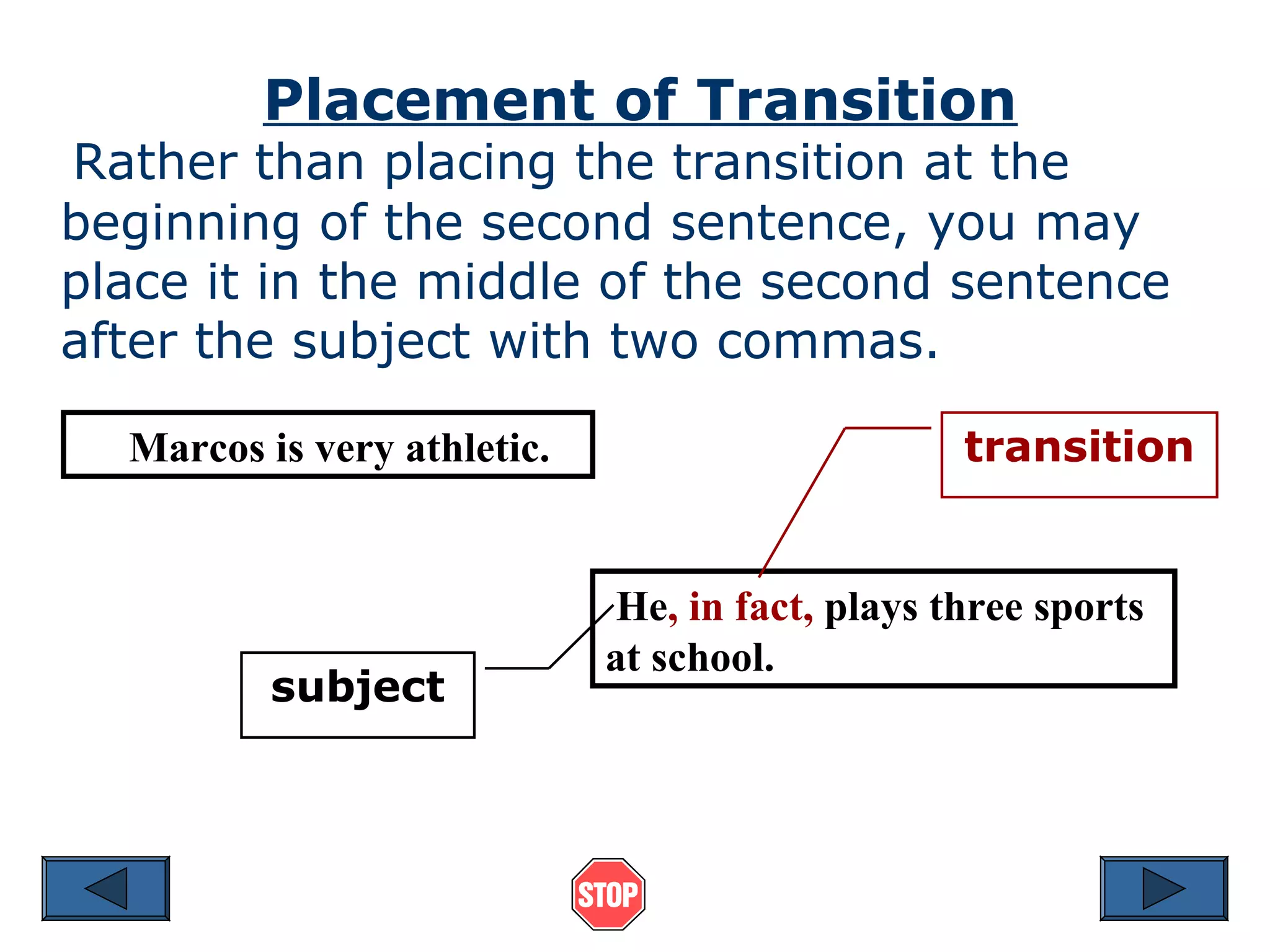 Using Transitional Words and Expressions | PPT