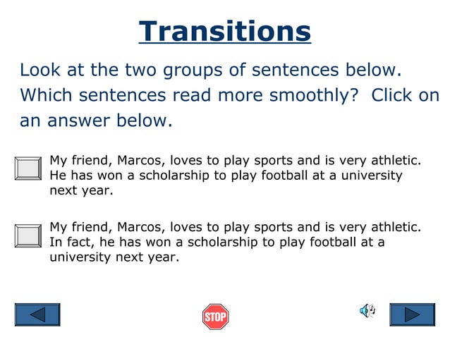 Using Transitional Words and Expressions | PPT | Sports