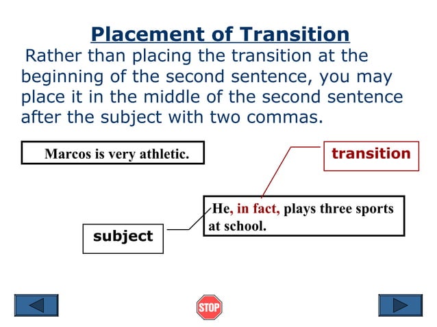 Using_Transition_Words, examples and types of transition | PPT