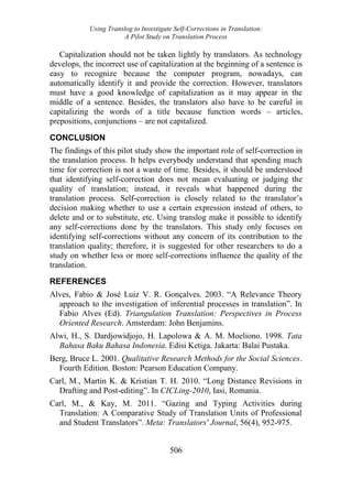 Using translog to investigate self correctionsin translation | PDF | Education