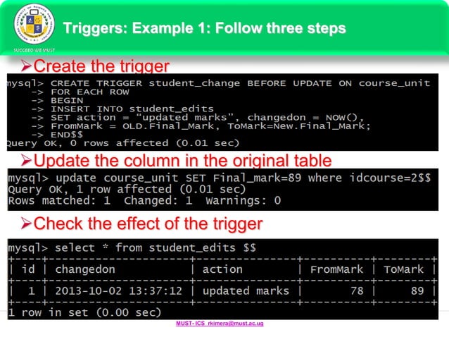 Using triggers in my sql database | PPTX