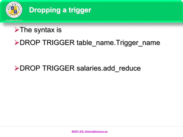 Using triggers in my sql database | PPTX