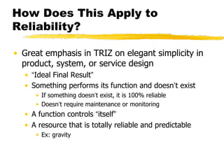 Using triz to make systems more reliable | PPT