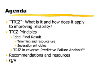 Using triz to make systems more reliable | PPT