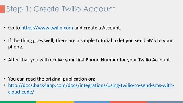 Send Sms Using Twilio With Cloud Code Ppt
