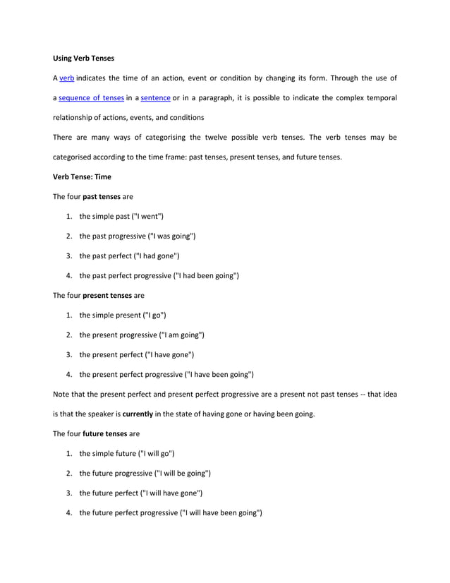 Using verb tenses | PDF