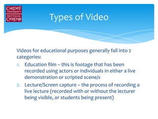 Using video effectively | PPTX | Video Production | Content Production