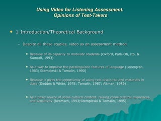 Using video for listening assessment | PPT