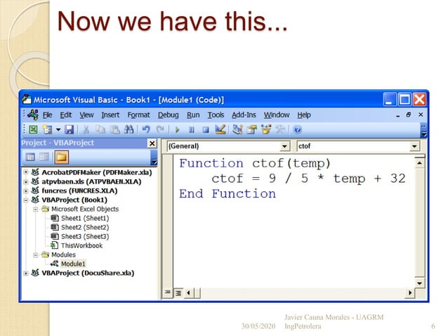 Using visual basic for applications (vba) | PPT