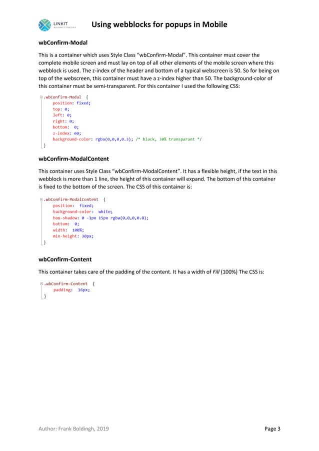 Using webblocks for popups in Outsystems Mobile | PDF