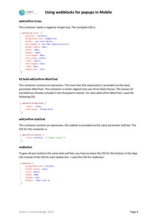 Using webblocks for popups in Outsystems Mobile | PDF
