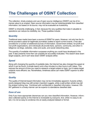 How Authentication, Collection & Reporting Strengthen OSINT's Value | PDF