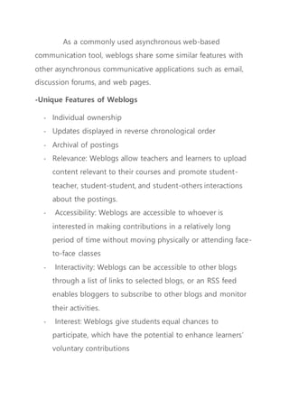 Using weblogs in foreign language classrooms | PDF