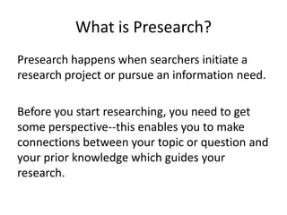 Using wikipedia for presearch | PPTX