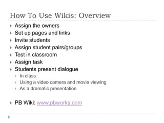 Using Wikis For Scriptwriting | PPTX