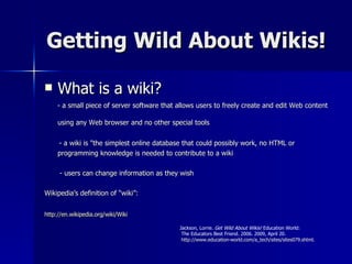 Using Wikis in the Classroom | PPT