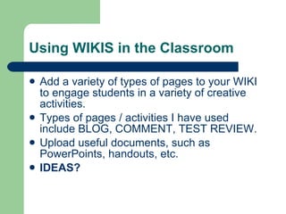 Using wikis in the classroom | PPT