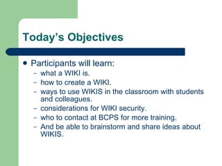 Using wikis in the classroom | PPT