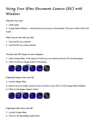 Windows Users - Using Your Elmo Document Camera | DOC | Cameras and ...