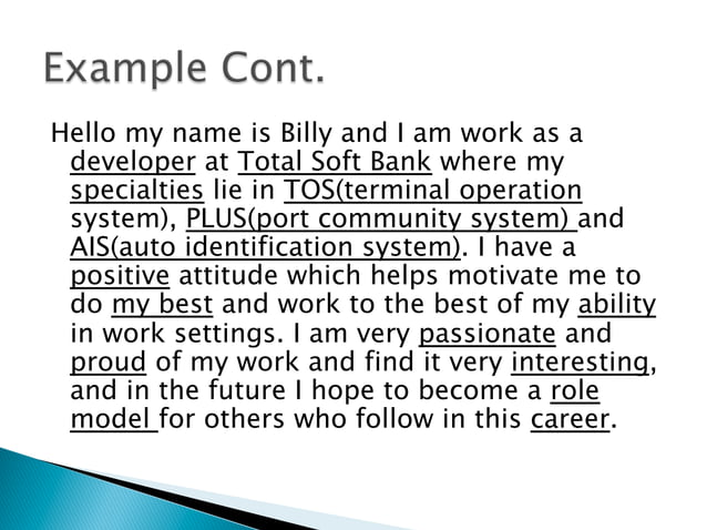 Using your key words to introduce yourself | PDF