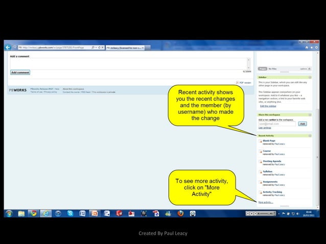 Using your wiki tutorial (pbworks) | PPT