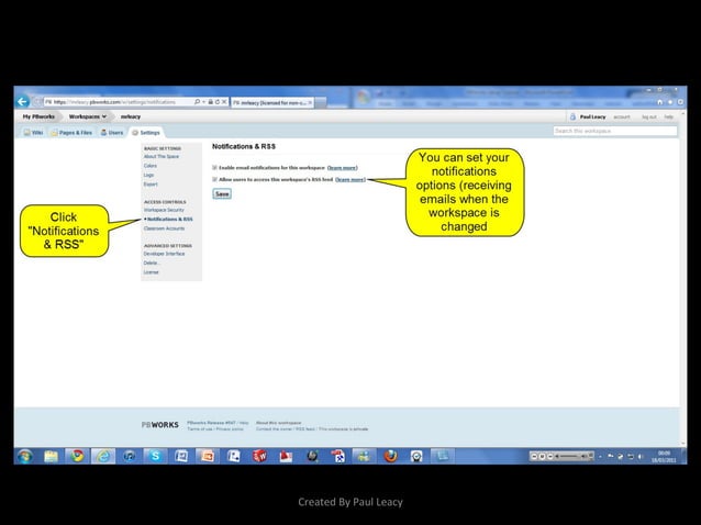 Using your wiki tutorial (pbworks) | PPT