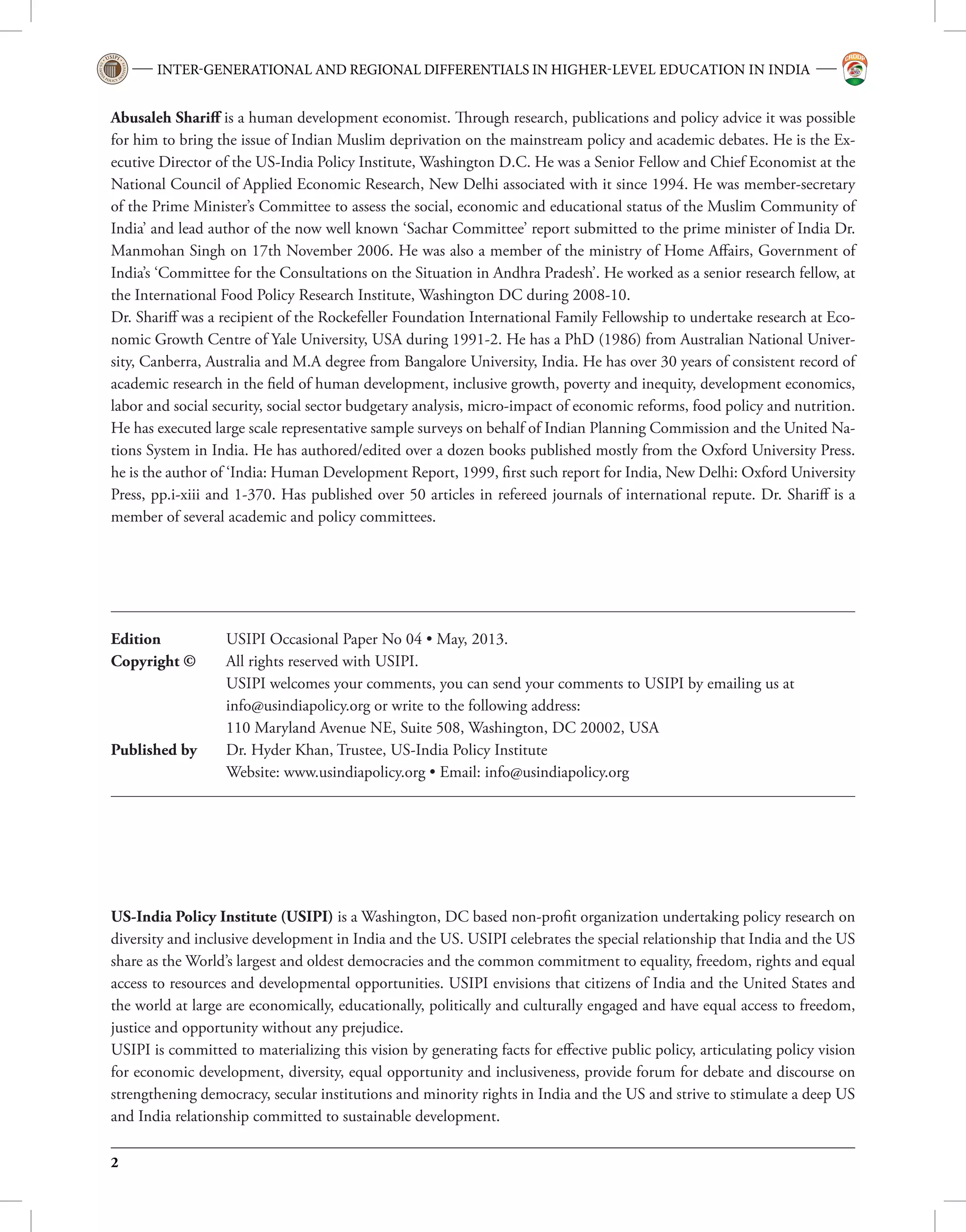 Inter-generational and regional differentials in higher education in India | PDF