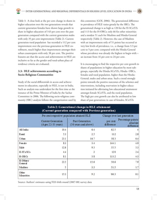 Inter-generational and regional differentials in higher education in India | PDF