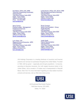 USI Real Estate Practice Group Conceptual Overview | PDF