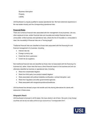 USI Real Estate Practice Group Conceptual Overview | PDF