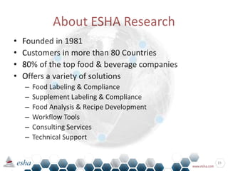 Creating FDA Compliant Nutrition Facts Labels with Genesis R&D | PPTX