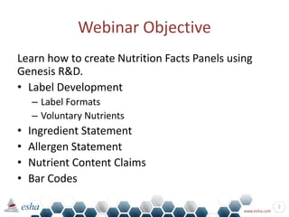 Creating FDA Compliant Nutrition Facts Labels with Genesis R&D | PPTX