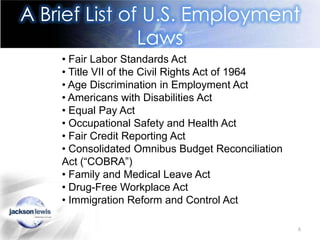 U.S. Labor And Employment Law | PPTX