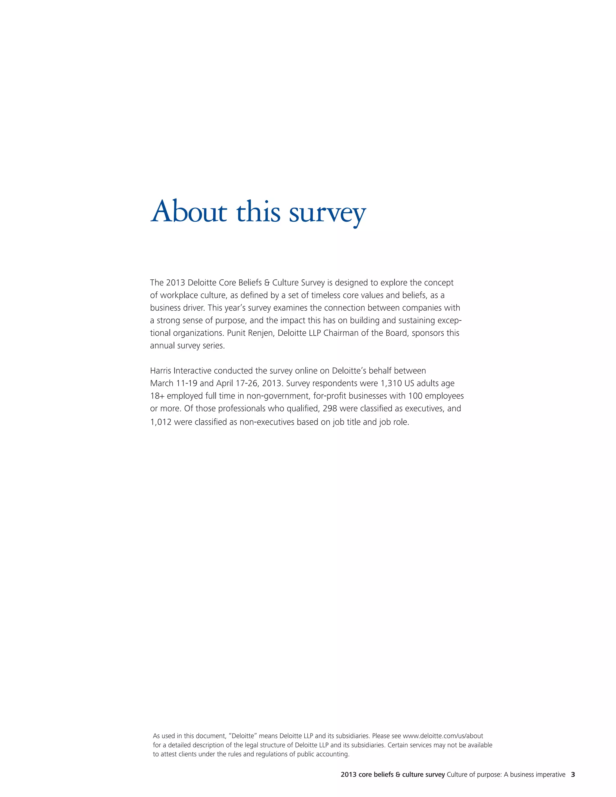 Deloitte Core Beliefs and Culture Survey | PDF