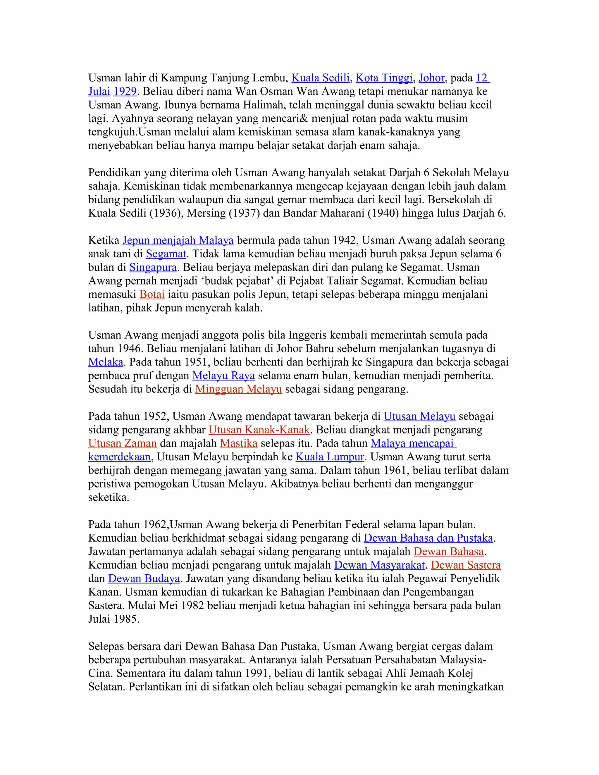 Tokoh Terkenal-Usman Awang | DOC