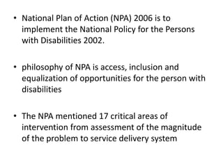 critical review National policy of pwd 2002 and NPA2006 pakistan | PPTX
