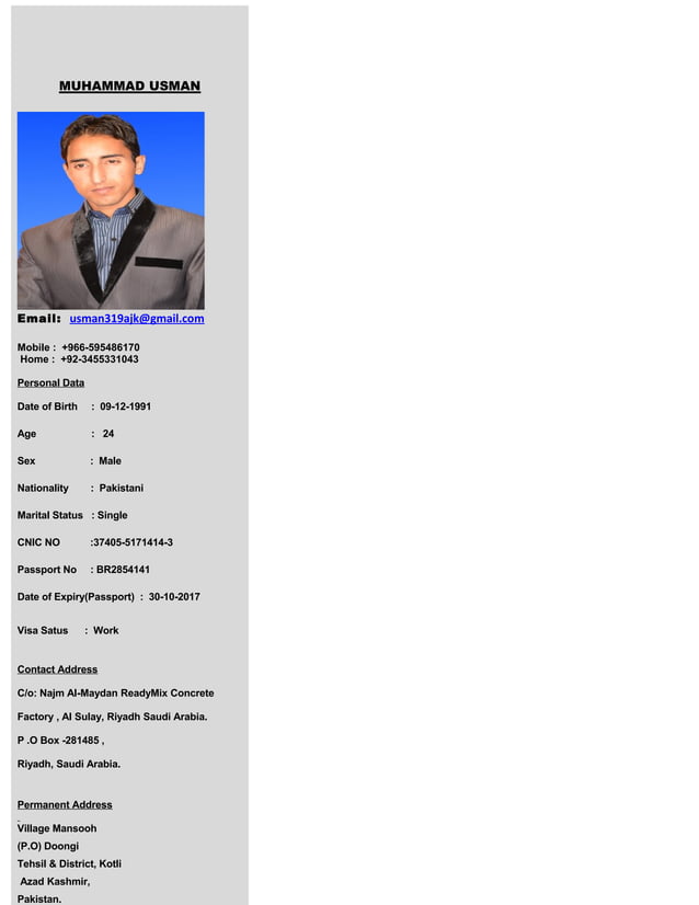Usman job cv | PDF