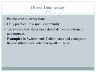 Five major forms of government's in today's world | PPT